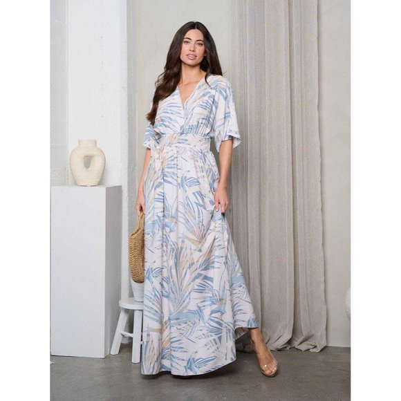 Identity | Dresses | Identity Short Sleeve Surplice Smock Waist Maxi ...